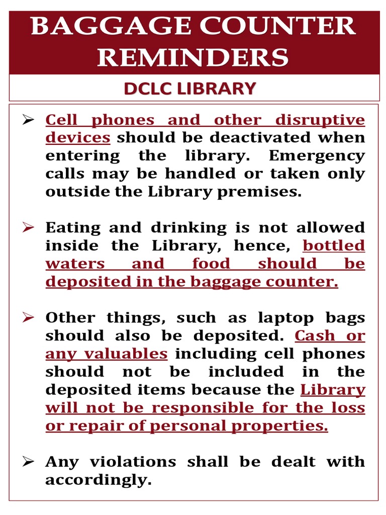 Baggage Reminders | PDF