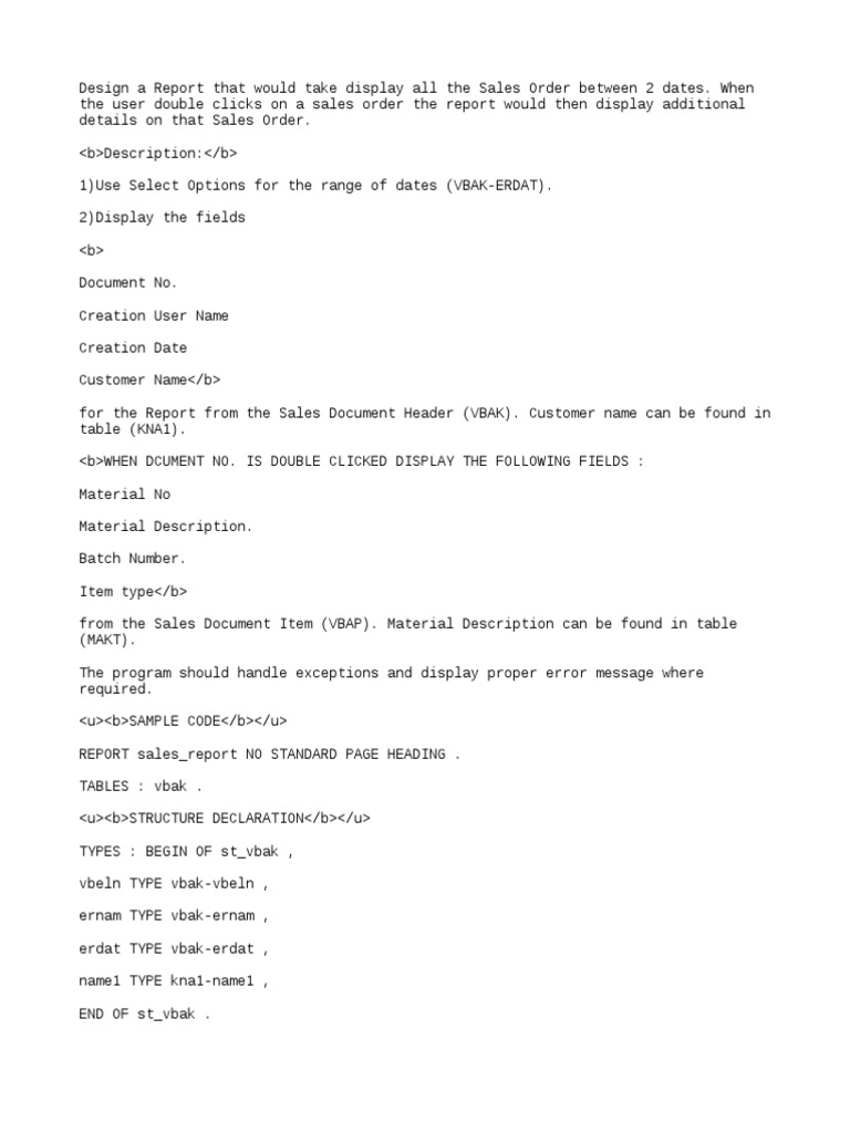 Abap Reports Examples | PDF | Computing | Software