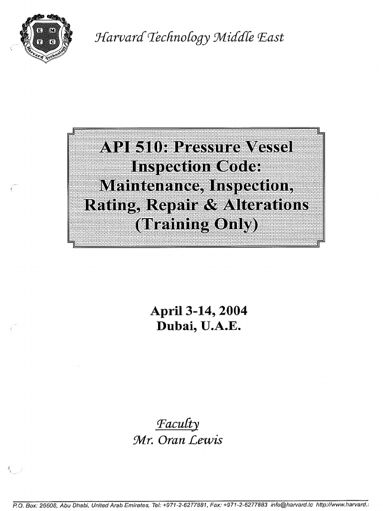 API 510 - Course Notes | PDF
