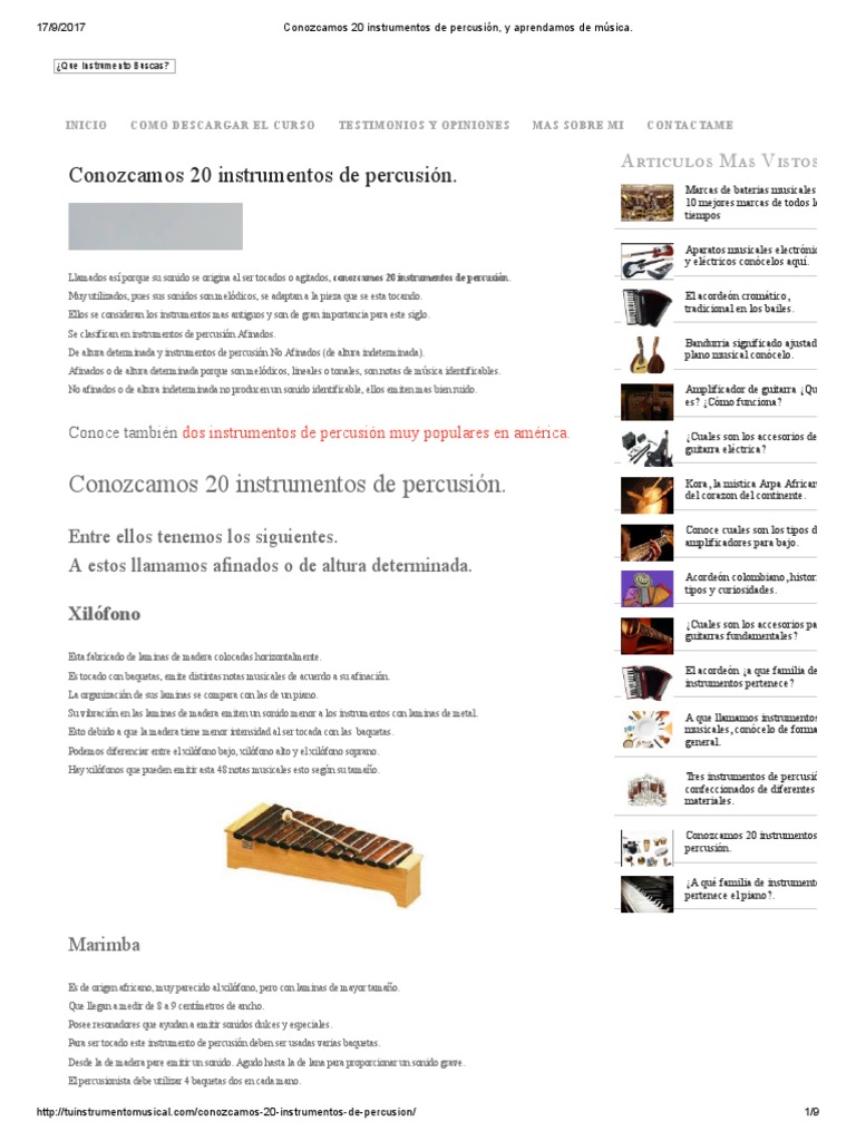Conozcamos 20 Instrumentos de Percusión, y Aprendamos de Música | PDF ...