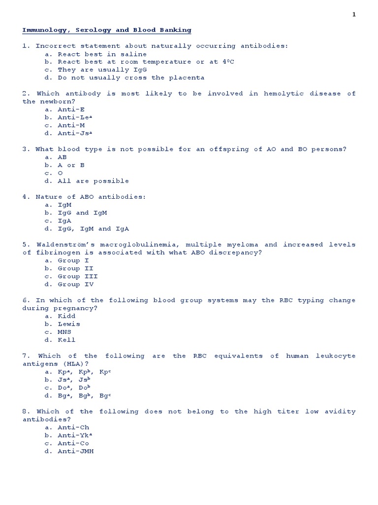 Questionnaire (ISBB) | PDF | Immunoglobulin G | Antibody