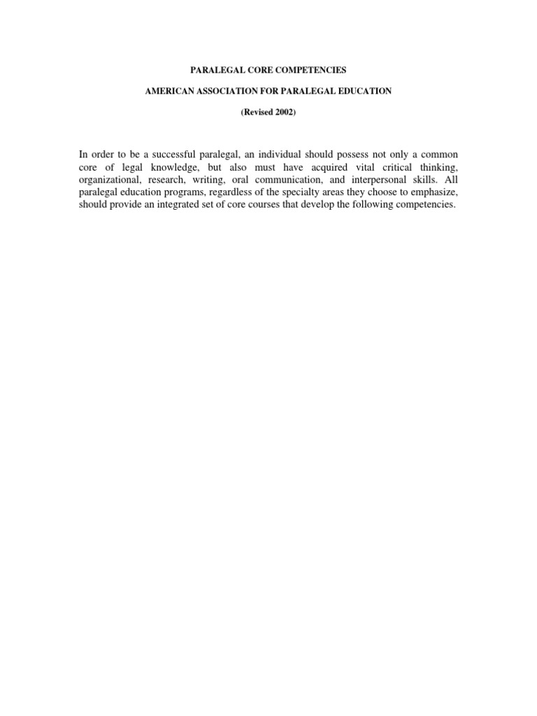 Paralegal Core Competencies Overview | PDF | Paralegal | Practice Of Law