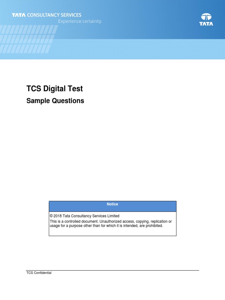TCS Digital - Sample Questions For Colleges | PDF | Computer Vision ...
