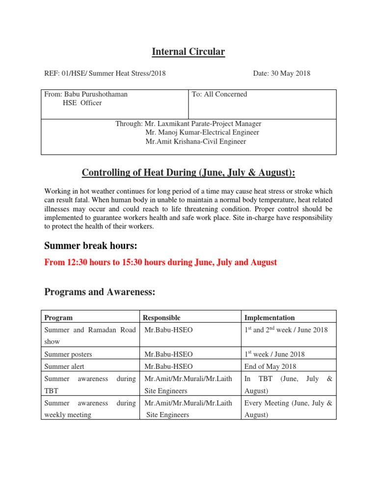 Controlling of Heat During Summer | PDF | Hyperthermia | Heat