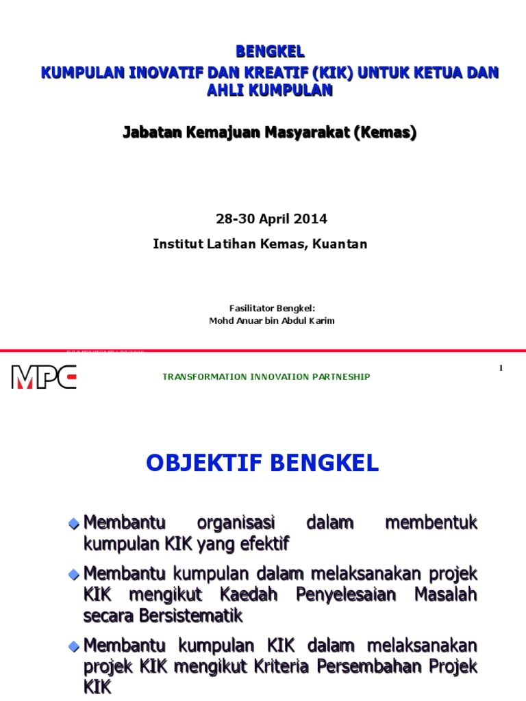 Nota Bengkel KIK Kemas 28-30.4.14 | PDF
