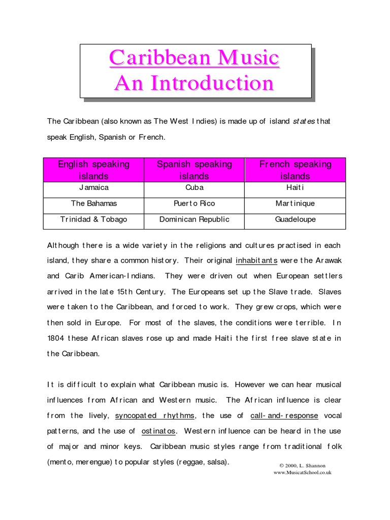 Carribean Music Intro | PDF | Caribbean | North America