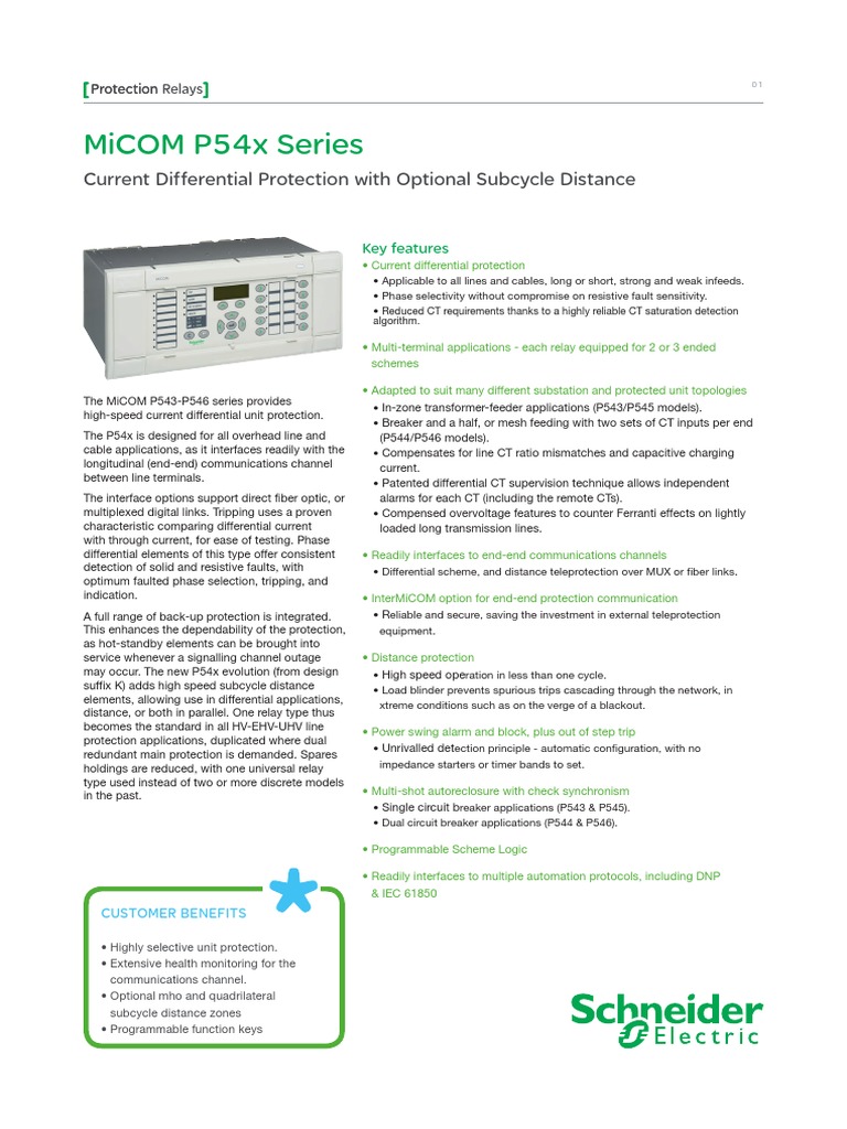 Micom P54X Series: Current Differential Protection With Optional ...
