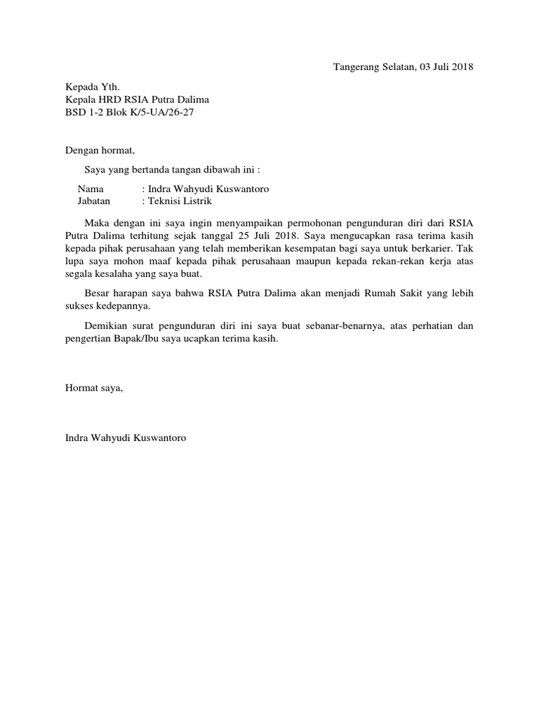 Contoh Surat Resign | PDF