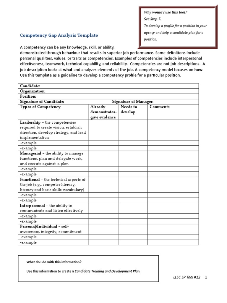 Competency Gap Analysis Template For Web | PDF
