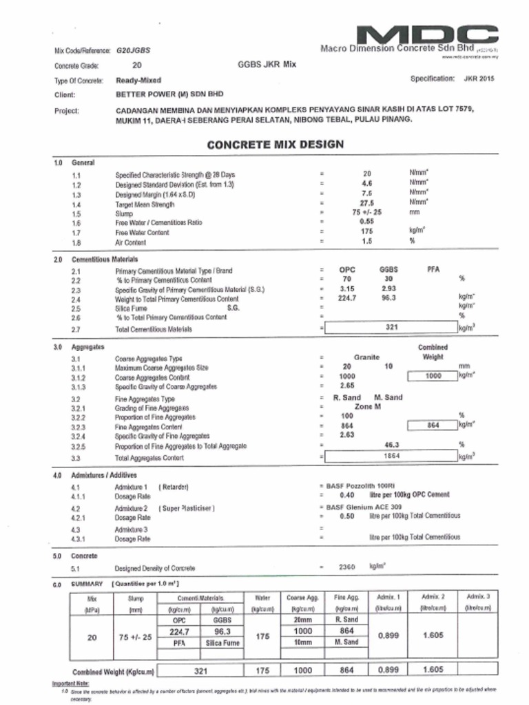 MDC Concrete Design Mix | PDF