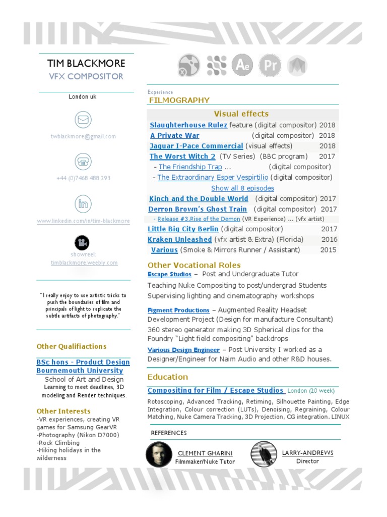 Tim Blackmore CV | PDF | Leisure