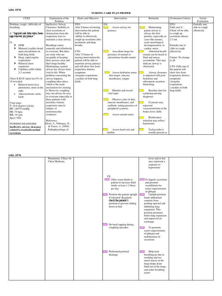 Nursing Care Plan Proper Capc | PDF | Cough | Respiratory Tract