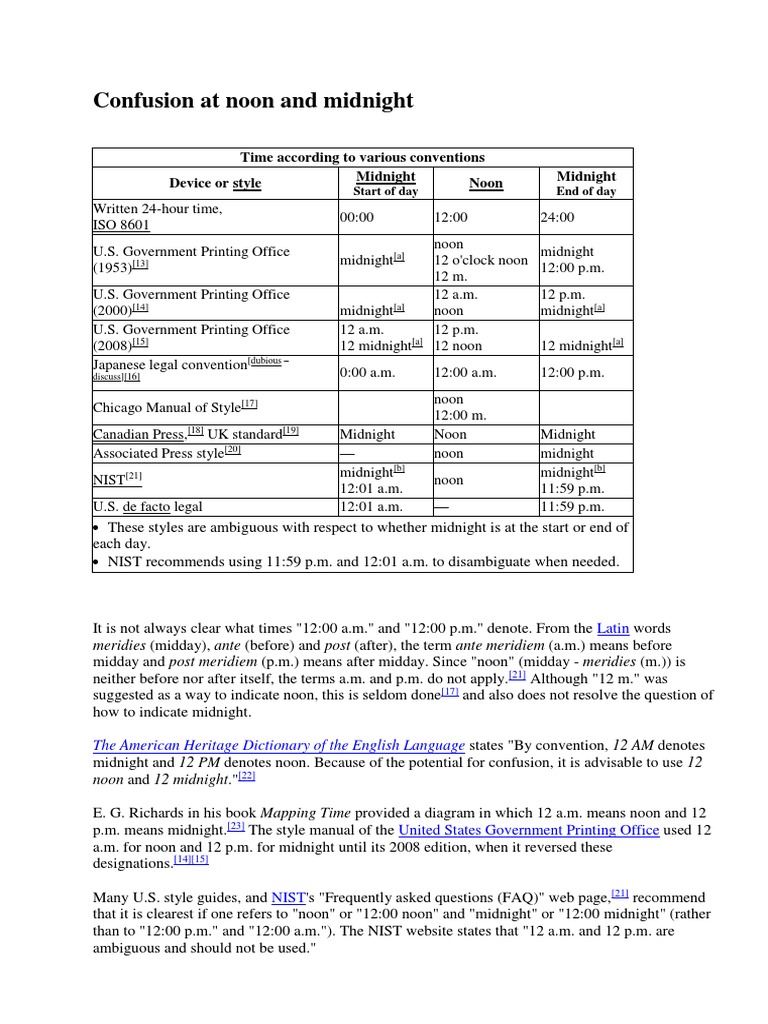 Confusion over 12-hour time notation for midnight and noon | PDF ...