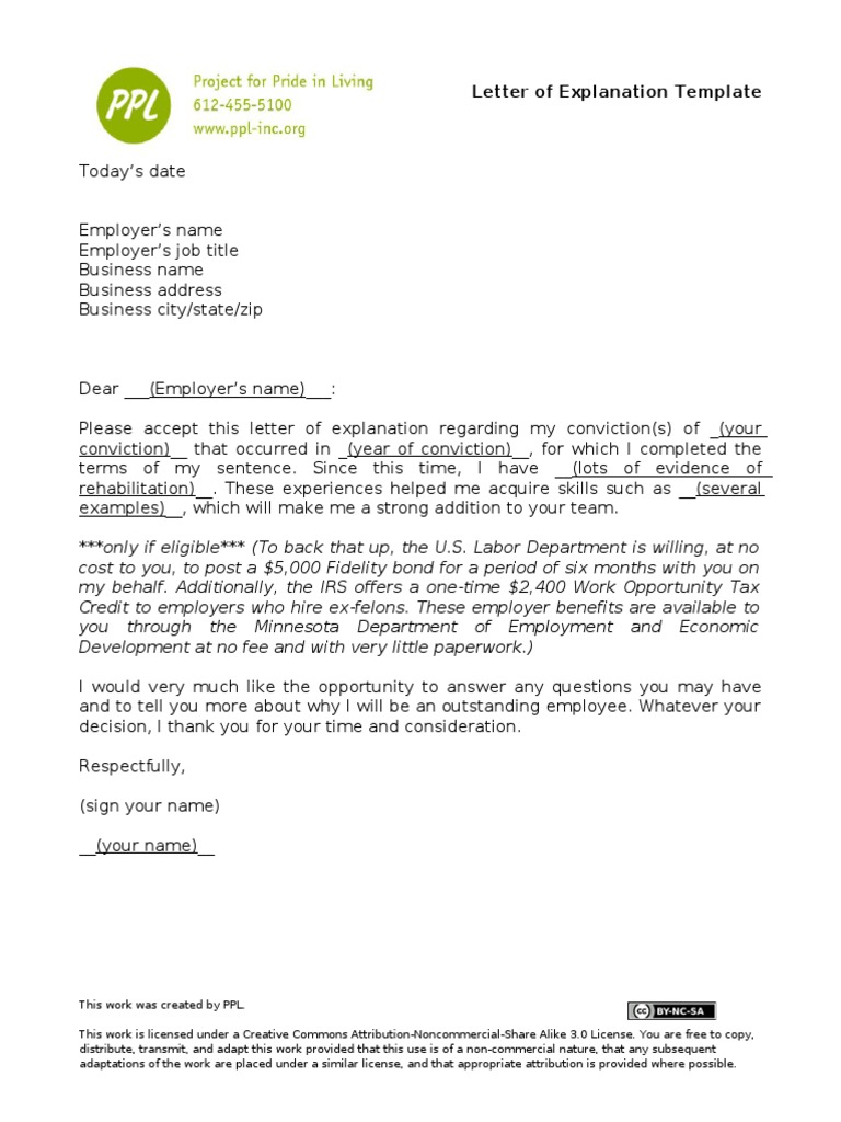 Letter of Explanation Template Online | PDF | Employment | Labor