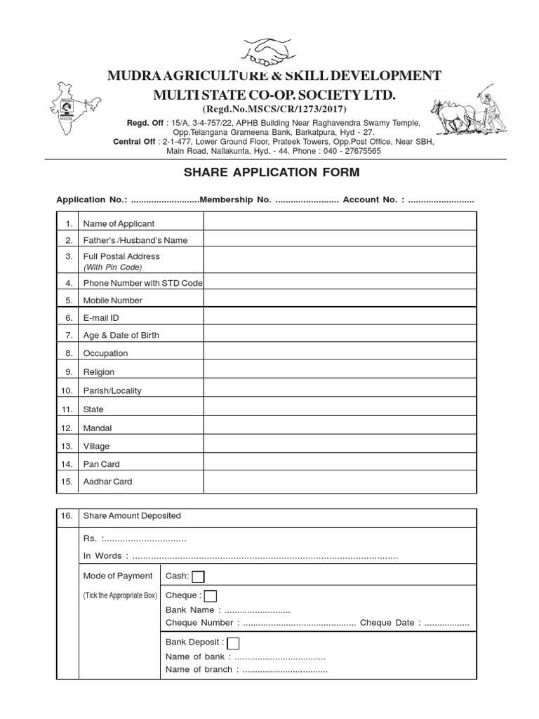 Share Application Form | PDF | Cheque | Banks