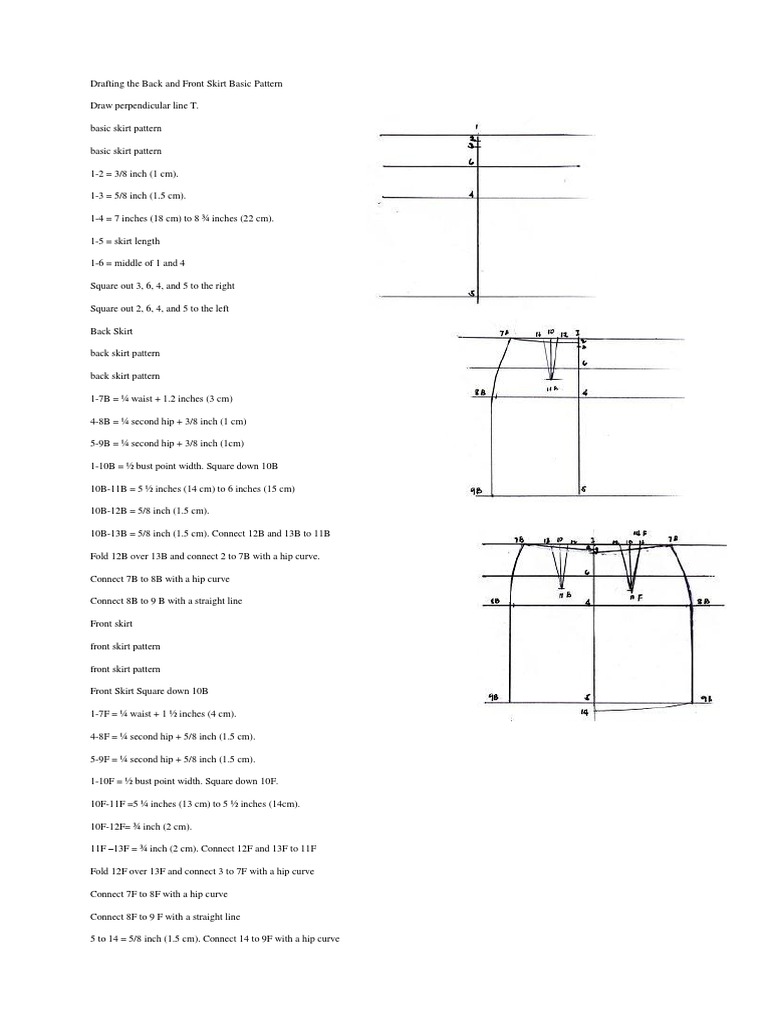 Drafting The Back and Front Skirt Basic Pattern | PDF