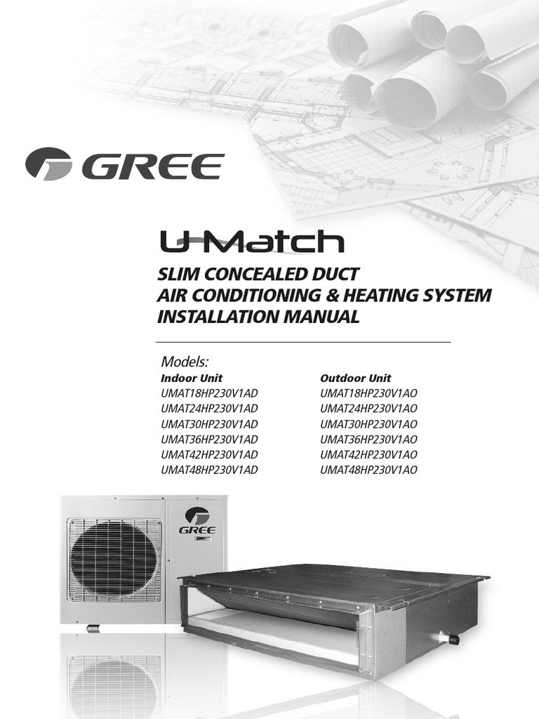 GREE U-Match-Slim-Duct-Installlation-Manual-v1.0-Web1 PDF | PDF | Duct ...