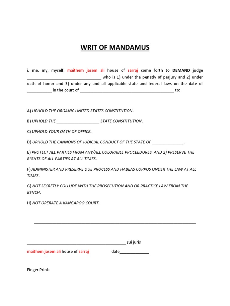 Writ of Mandamus | Download Free PDF | Virtue | Social Institutions