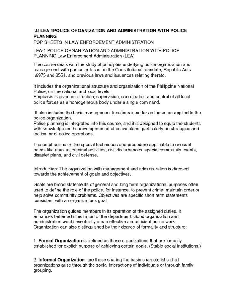 Police Organization and Administration With Police Planning | Download ...