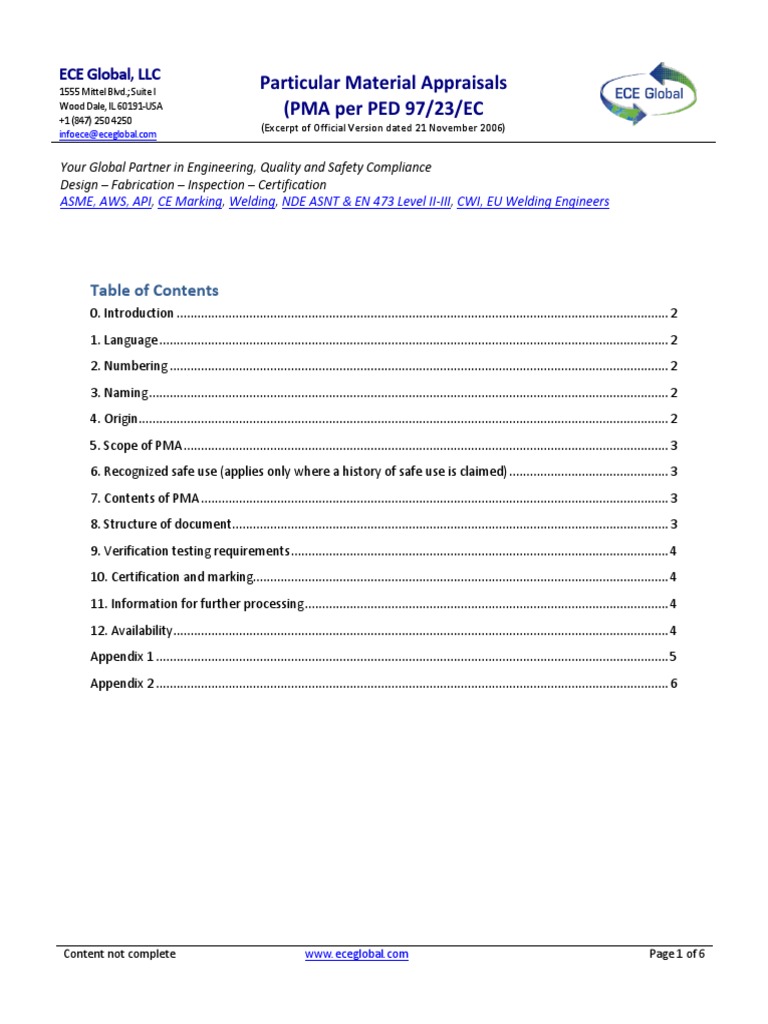 Guide On PMA Per PED PDF | PDF | Specification (Technical Standard) | Verification And Validation