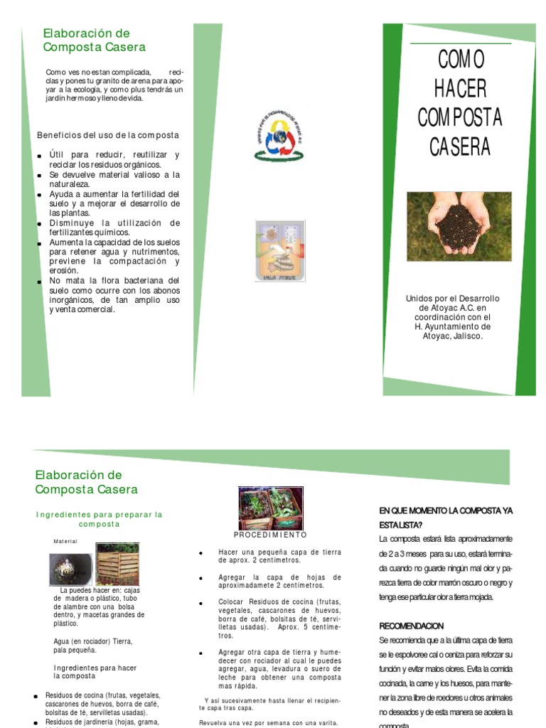 Triptico Composta PDF | PDF | Compost | Suelo