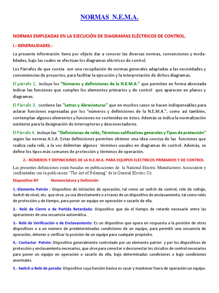Normas Nema | PDF | Relé | Corriente eléctrica