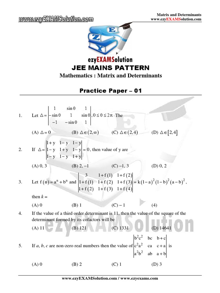 Main Matrix Determinants Paper 01 | PDF | Determinant | Algebra