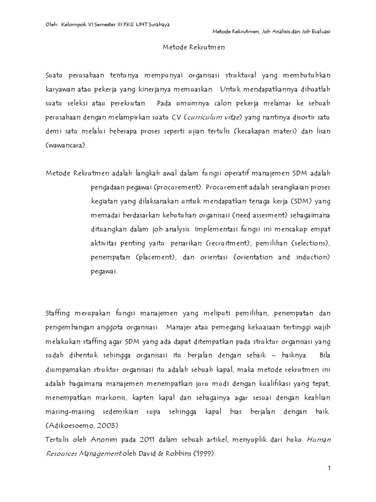 Metode Rekrutmen | PDF
