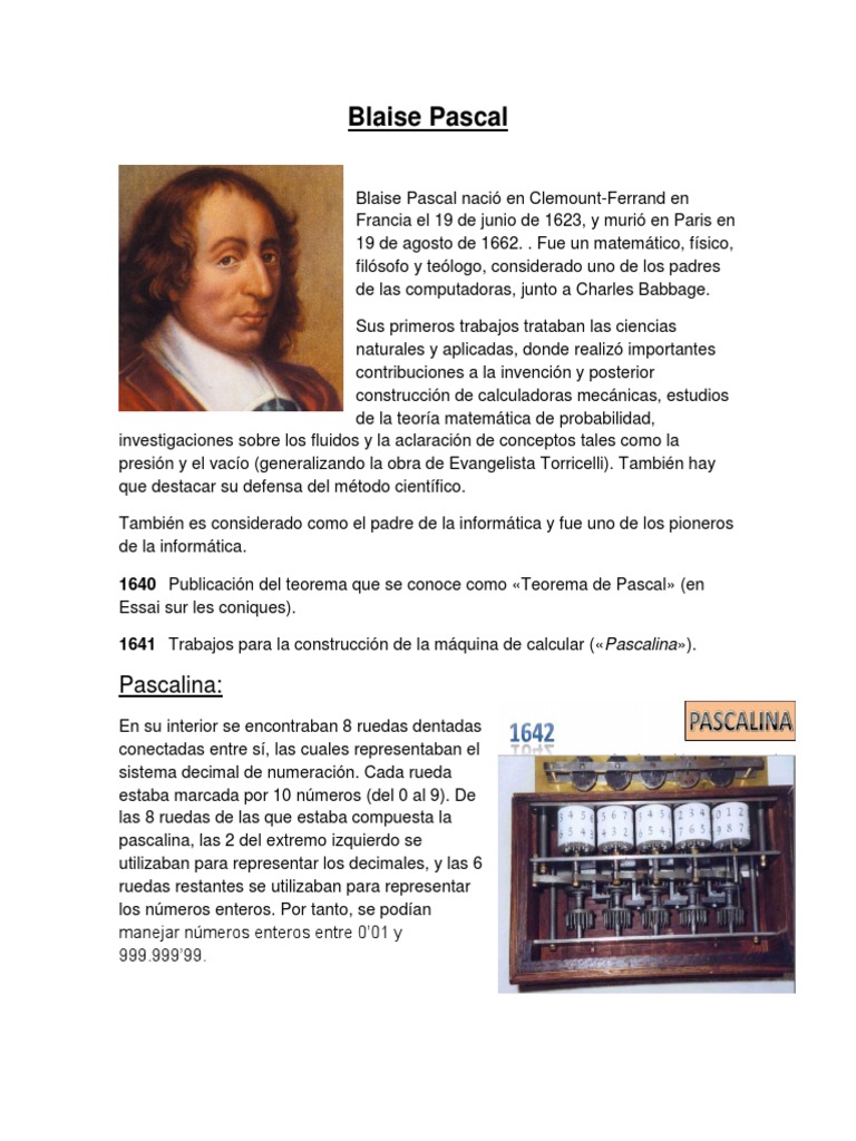 Blaise Pascal | PDF | Science | Enseñanza de matemática