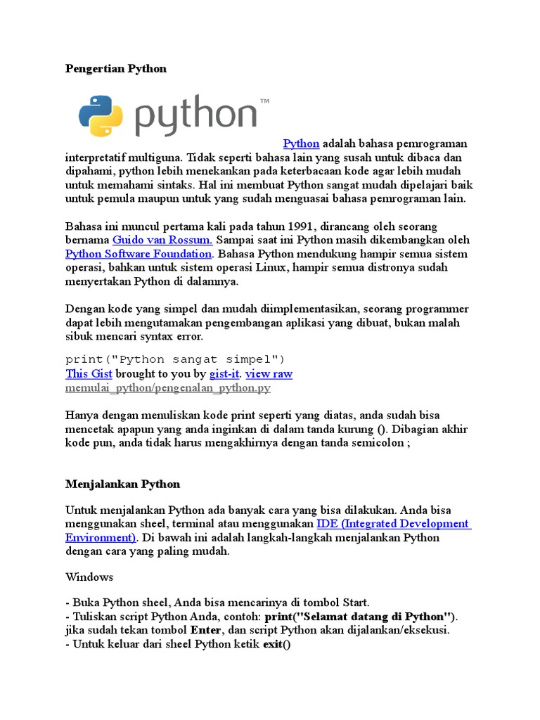 Belajar Phyton Dasar | PDF