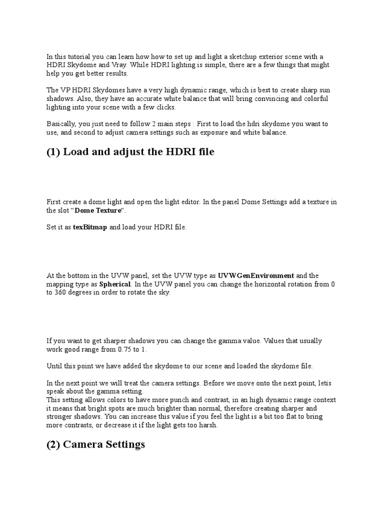 Tutorial HDRI VRAY SKP | PDF | High Dynamic Range Imaging | Shutter Speed