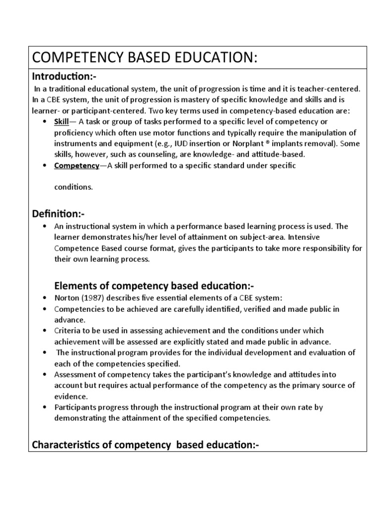Competency Based Education:: Introduction | PDF | Competence (Human ...