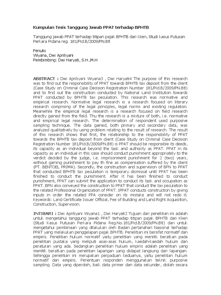 Tanggung Jawab PPAT terhadap BPHTB | PDF