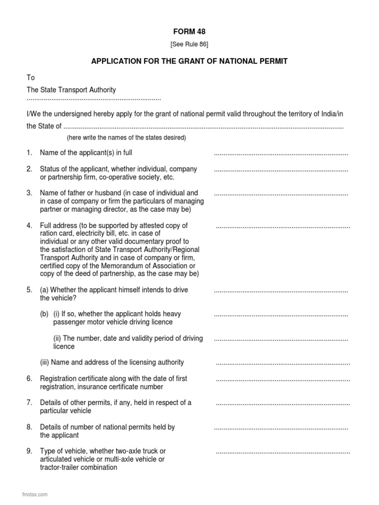 Form 48: (See Rule 86) | PDF | Vehicles | License