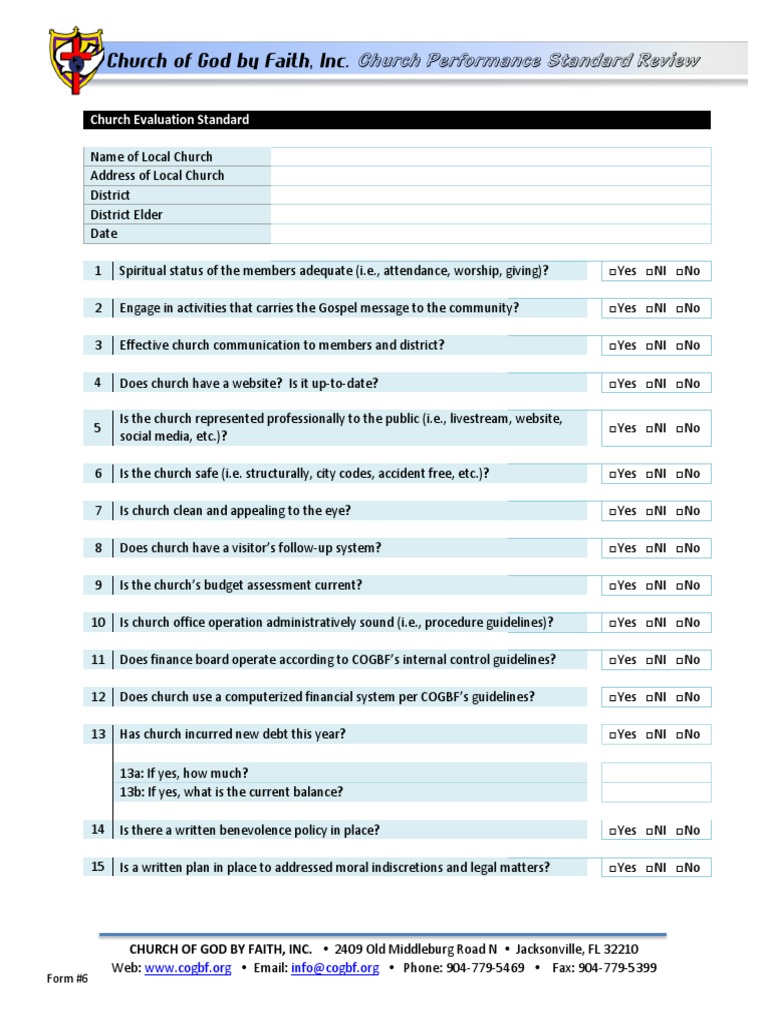 Form 6 - Church Performance Standards Review PDF | PDF | Business
