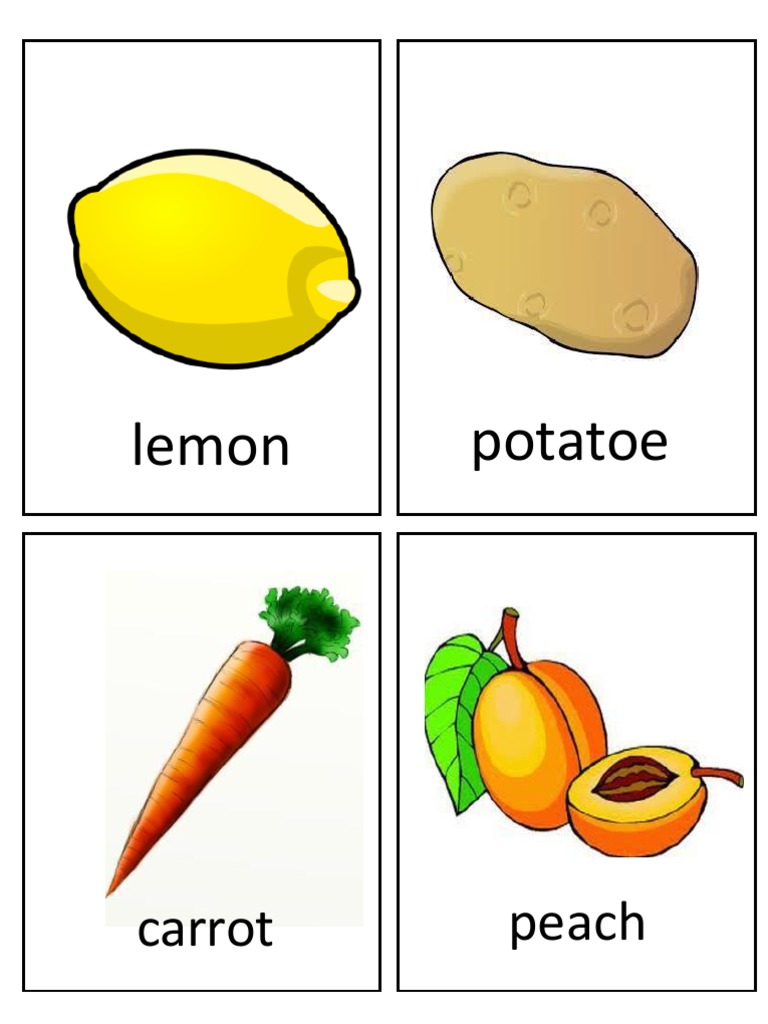 Fruit and Vegetable Lottery Cards | PDF