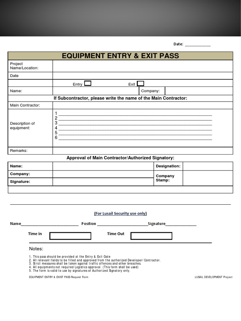 L - Equipment Entry Exit Pass | PDF | Government | Government Information