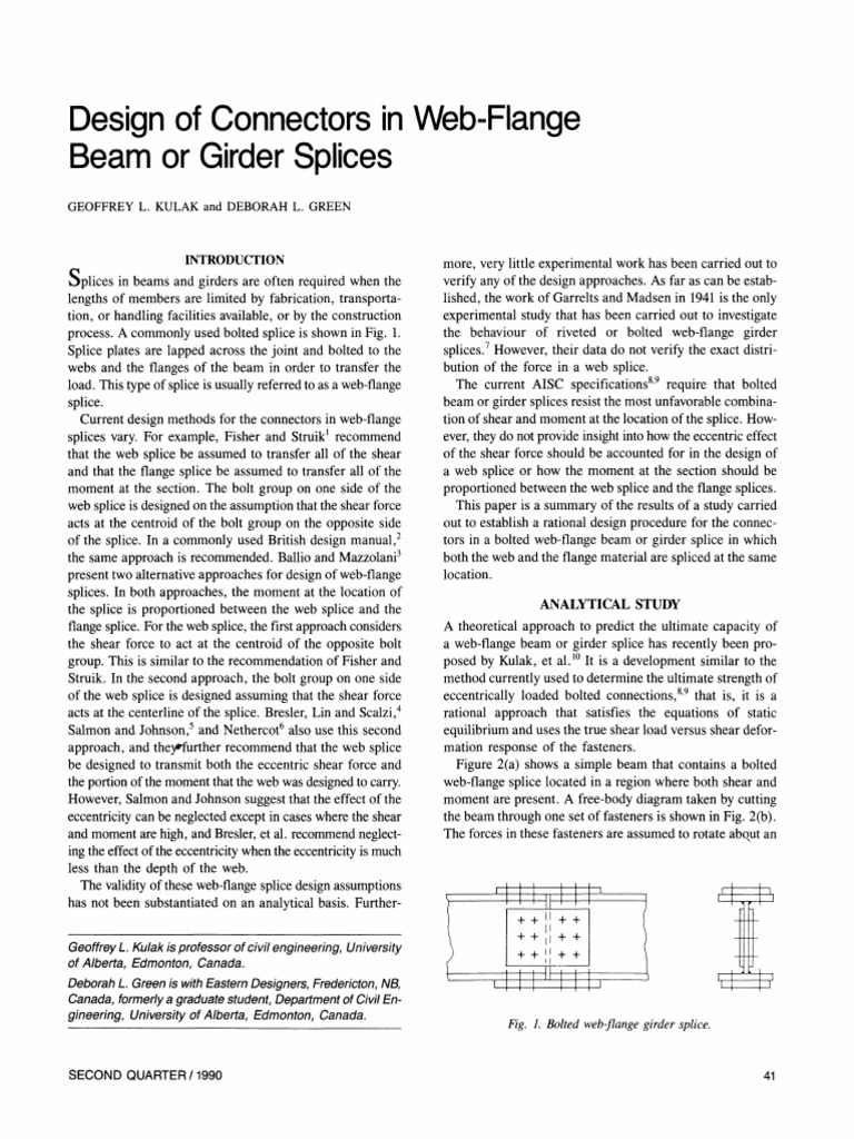 Design of Connectors in Web-Flange Beam or Girder Splices | PDF | Beam ...