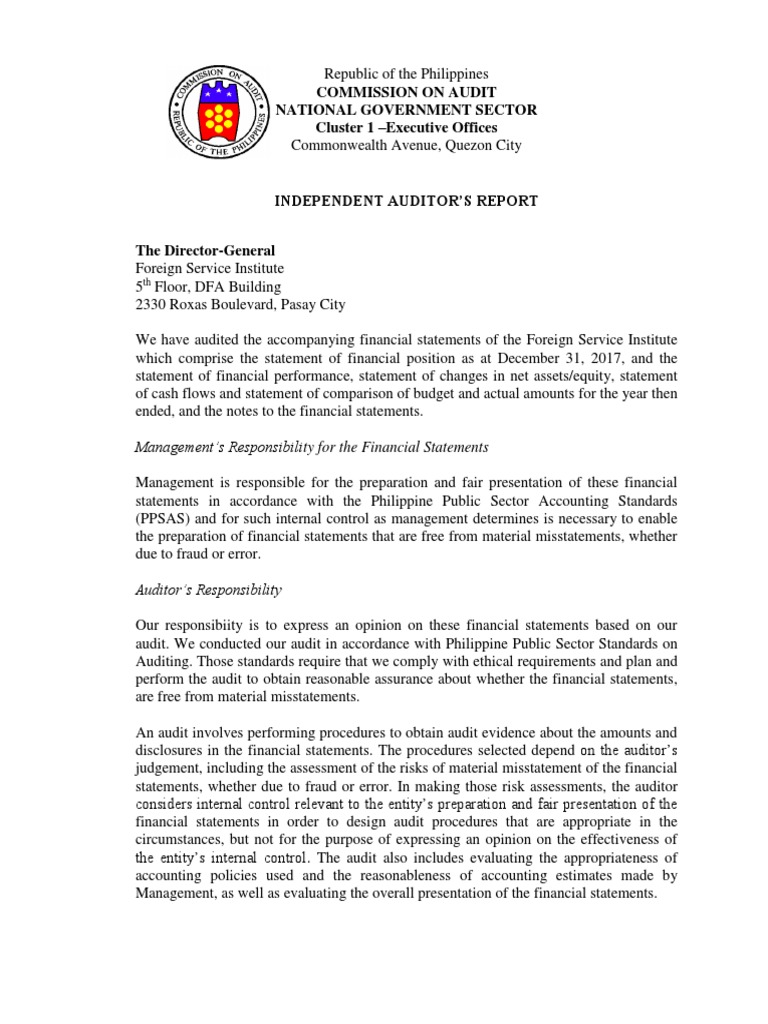 Commission On Audit National Government Sector Cluster 1 - Executive ...