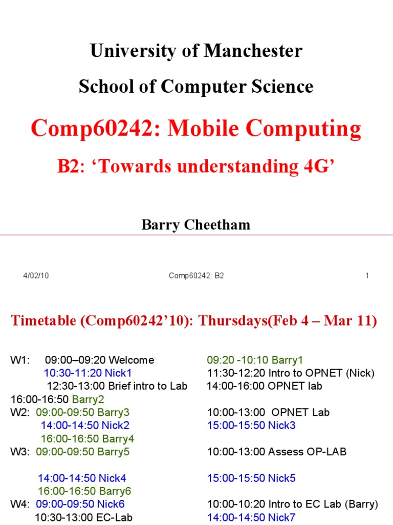 University of Manchester School of Computer Science: Comp60242: Mobile ...