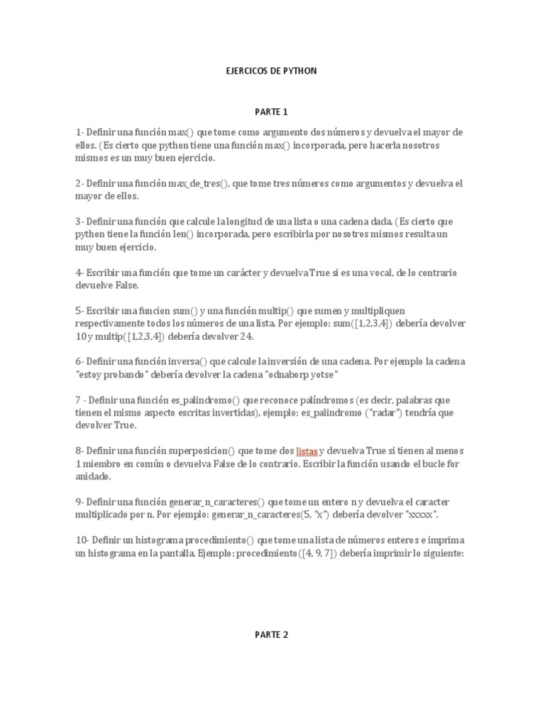 Ejercicos De Python Pdf Función Matemáticas Contraseña