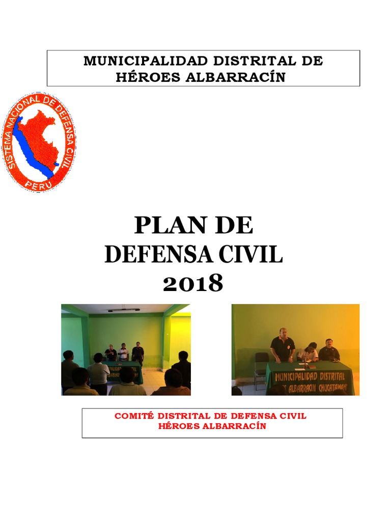 Plan de Defensa Civil 20181 | Descargar gratis PDF | Defensa Civil | Riesgo