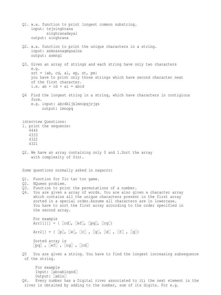 Nagarro Questions Pdf String Computer Science Matrix Mathematics
