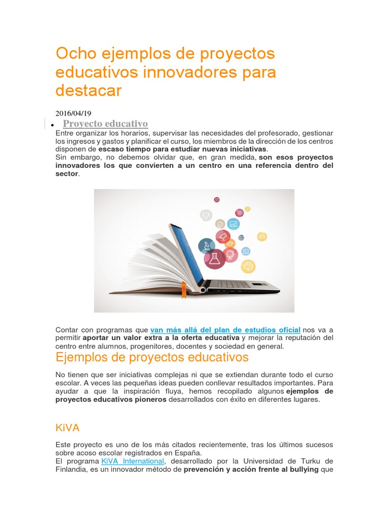Ocho Ejemplos de Proyectos Educativos Innovadores Para Destacar ...
