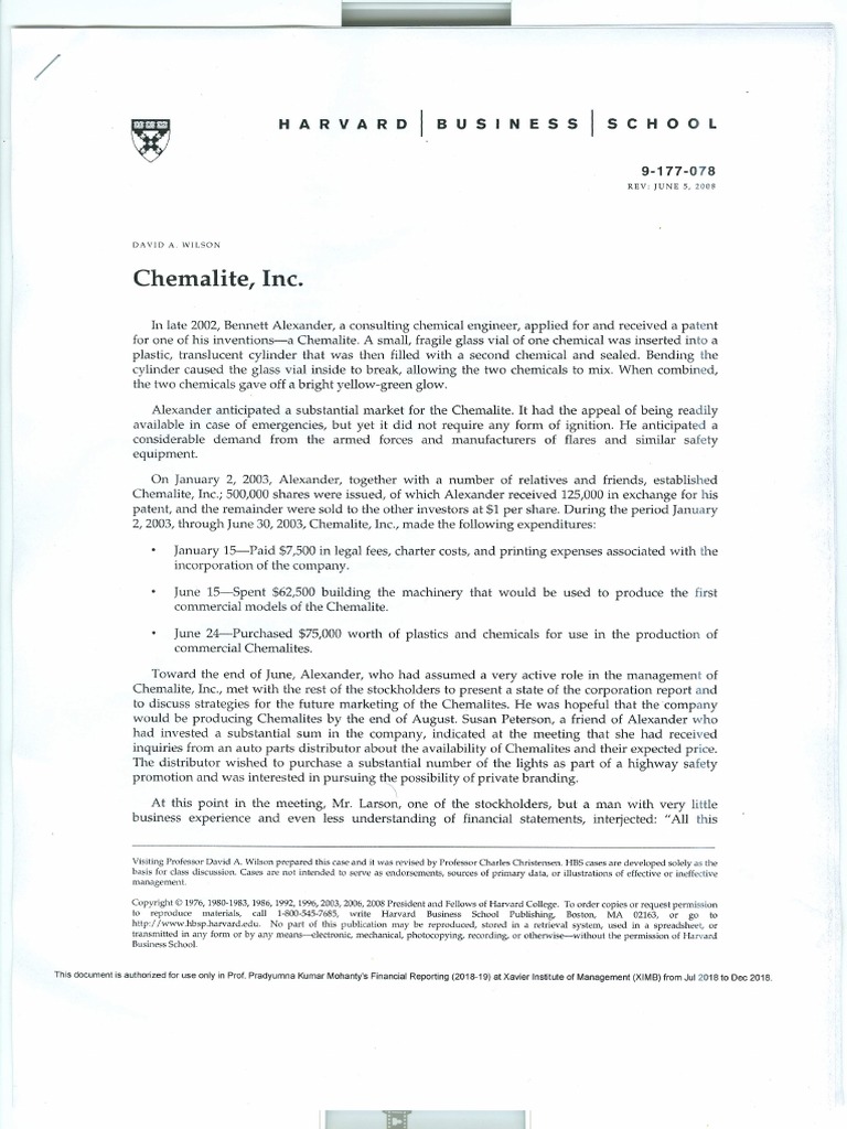 Harvard Case Study - Accounting | PDF