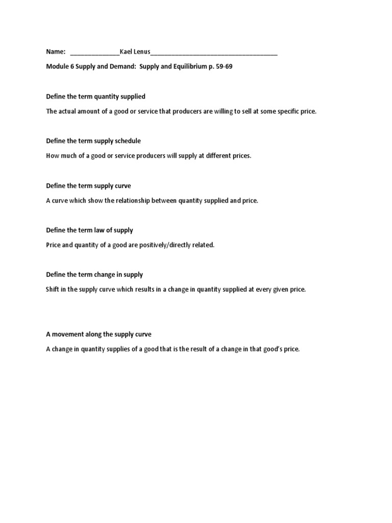 Module 6 Guided Reading | PDF | Supply (Economics) | Supply And Demand