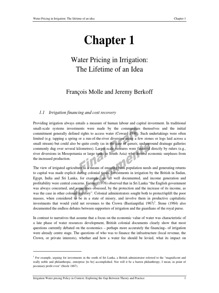 Water Pricing in Irrigation Policy | PDF | Pricing | Economics