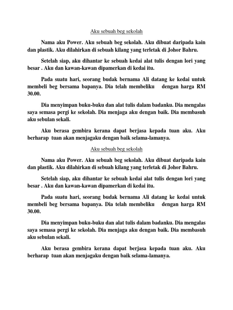 Aku Sebuah Beg Sekolah Pdf