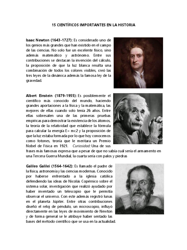 15 Científicos Importantes en La Historia | PDF | Física | Astronomía