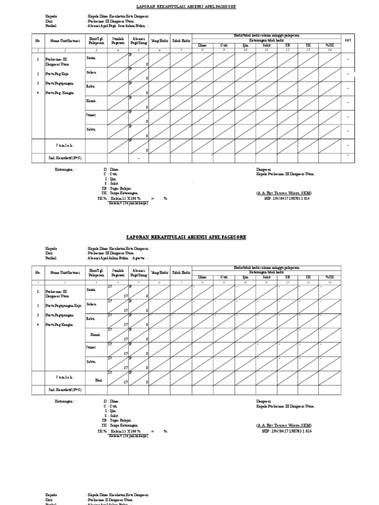 Blanko Rekap Absen - Kosong | PDF
